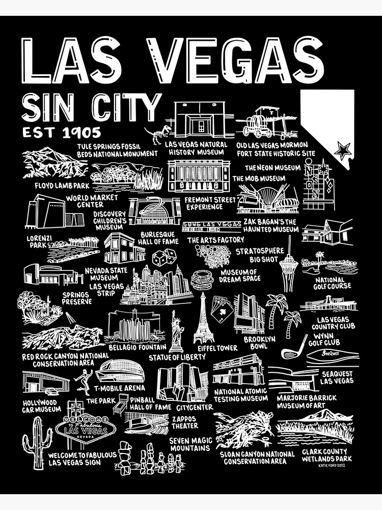 Las Vegas Map Poster For Sale By Fiberandgloss Redbubble
