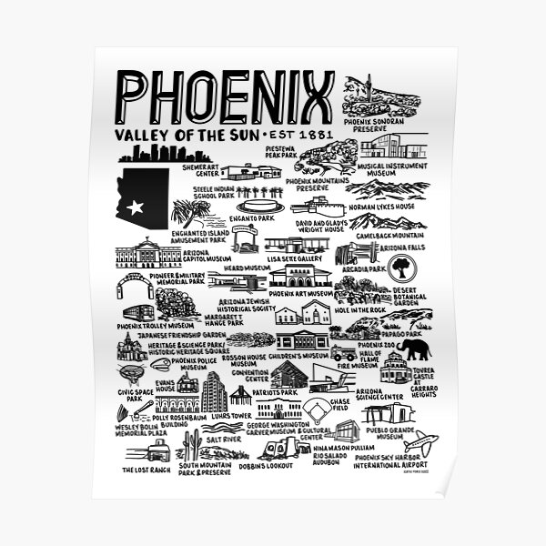 "Phoenix Map " Poster for Sale by fiberandgloss | Redbubble