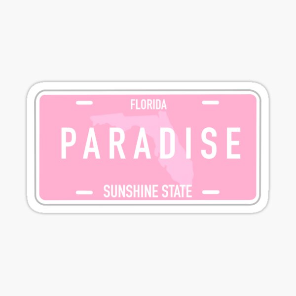 "pink florida license plate " Sticker by tatidlosangeles | Redbubble