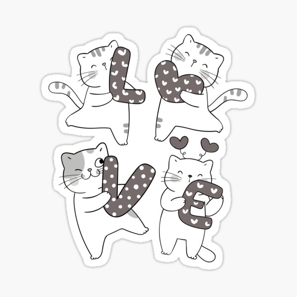 "Cute Cats With Love Message" Sticker by LamaraK | Redbubble