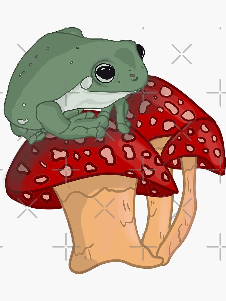 "Polite Frog On Mushroom" Sticker by Its-vailentino | Redbubble