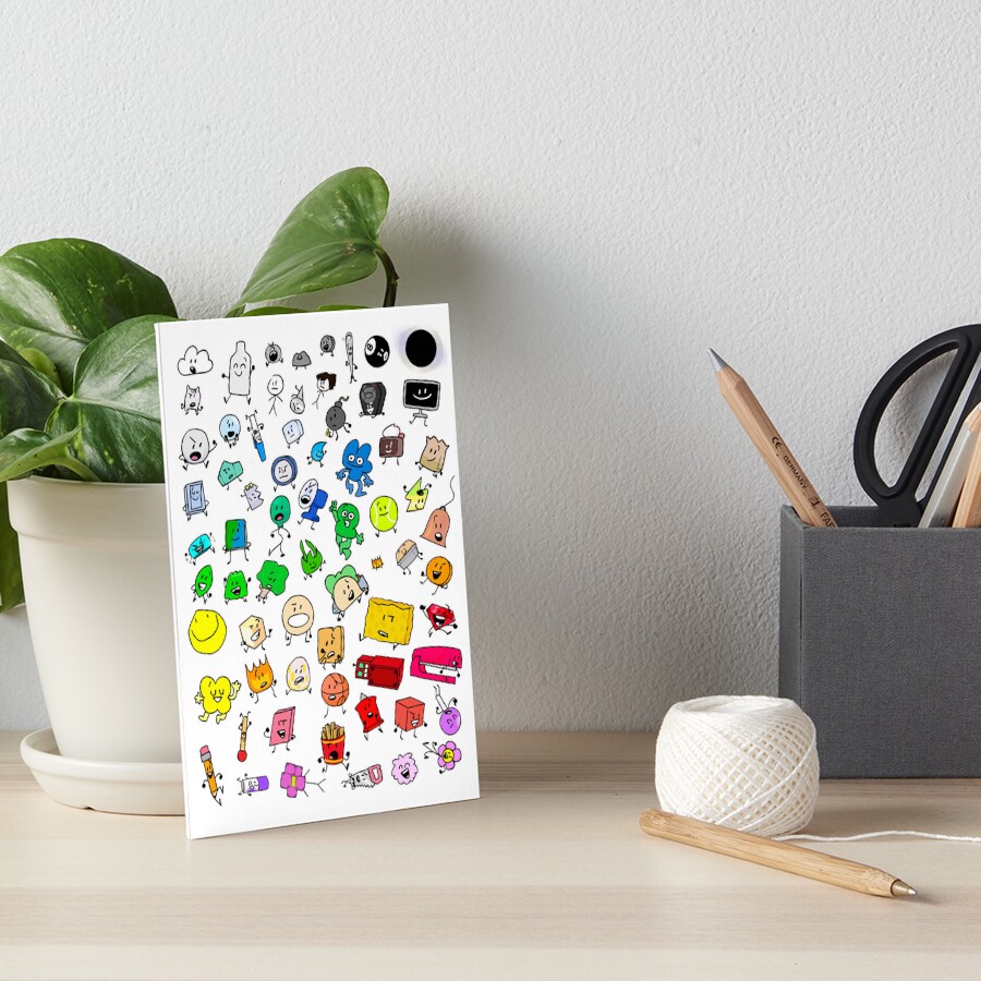 "BFDI All Characters (Transparent)" Art Board Print by MsBonnie | Redbubble