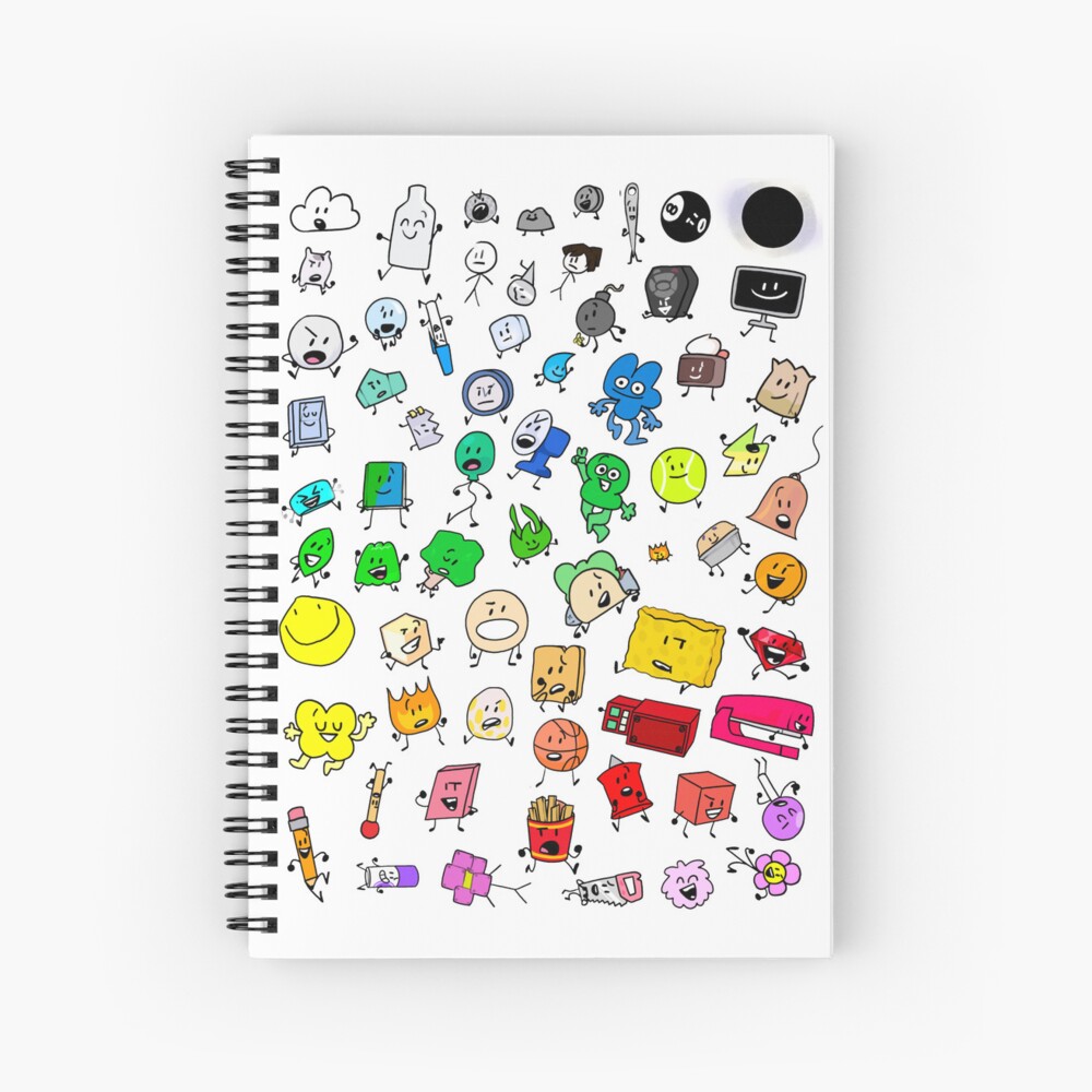 "BFDI All Characters (Transparent)" Spiral Notebook for Sale by ...
