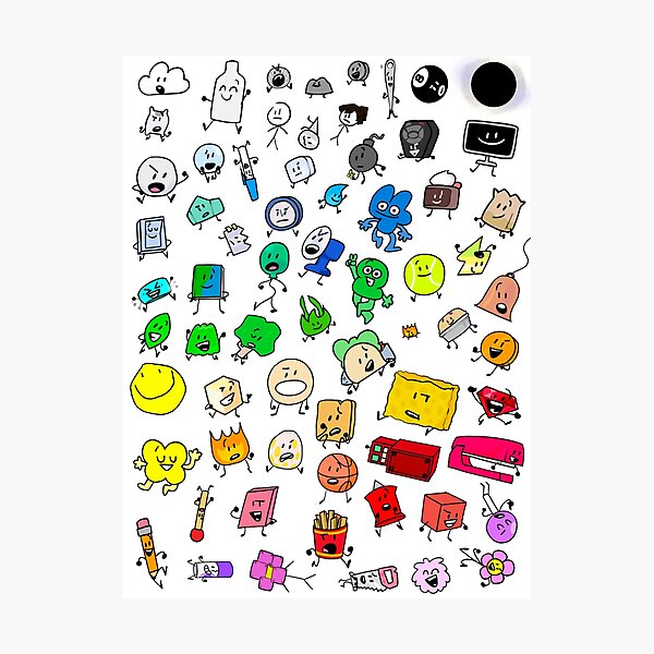 "BFDI All Characters (Transparent)" Photographic Print for Sale by ...