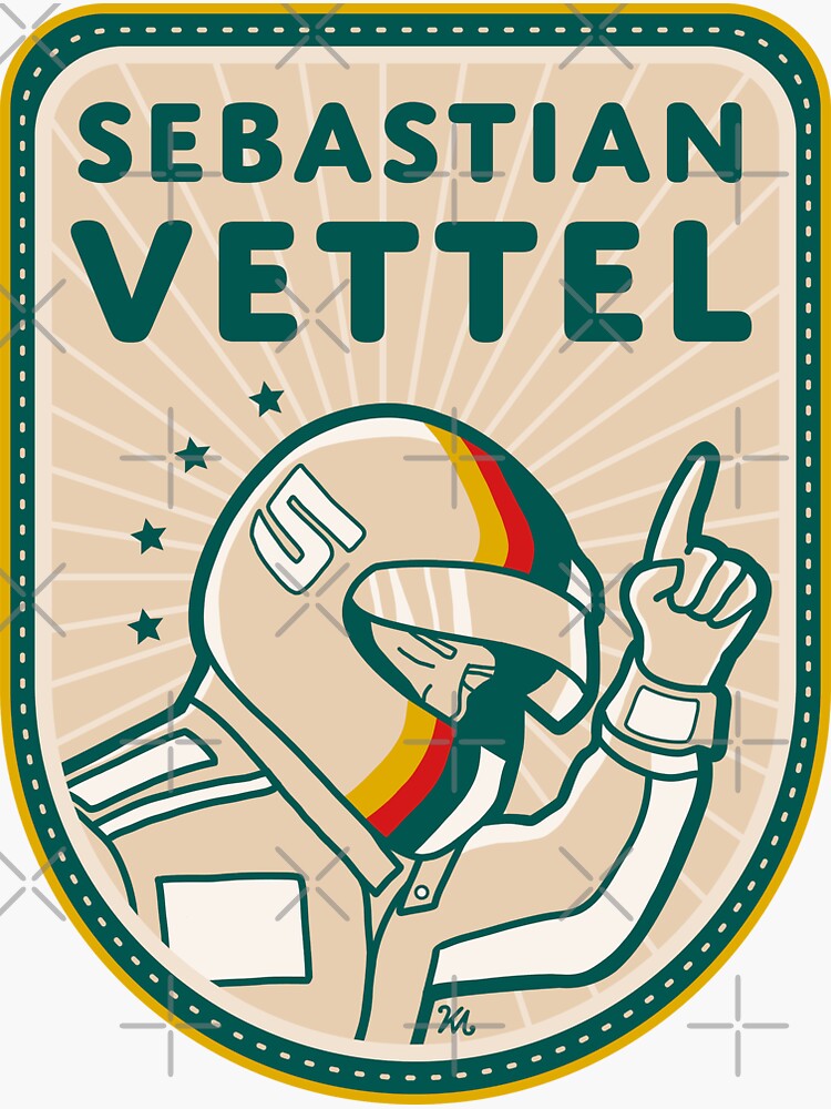 "Sebastian Vettel Badge" Sticker for Sale by krupa-designs | Redbubble