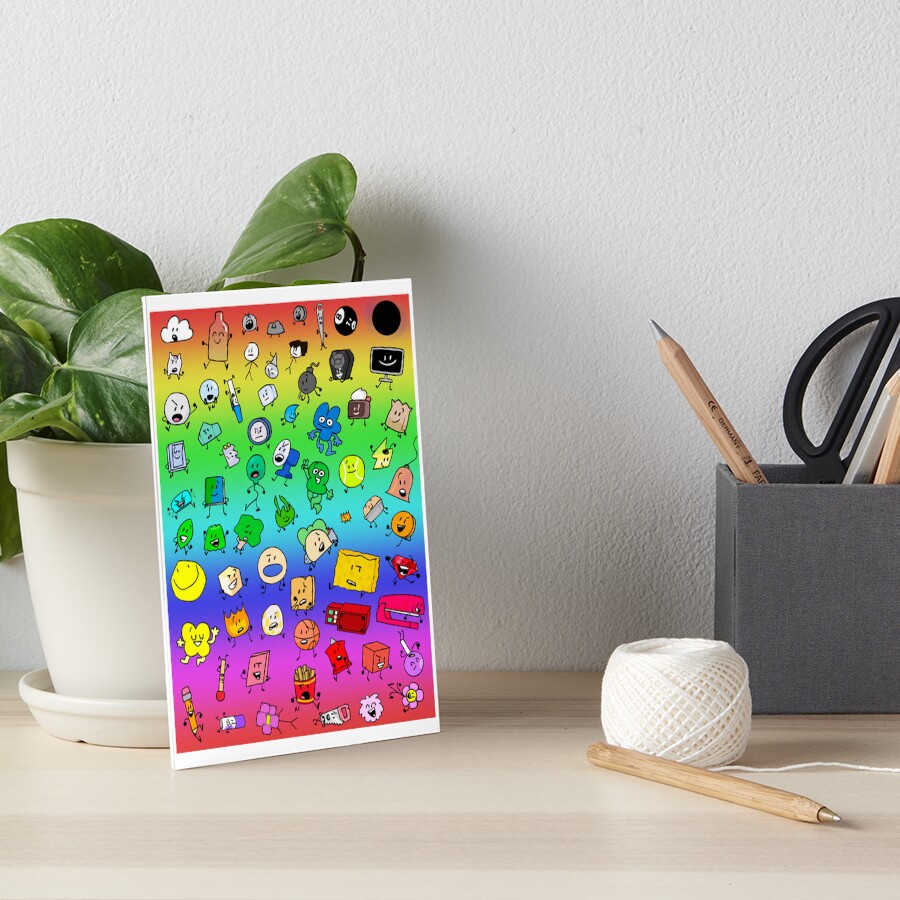 "BFDI All Characters (Rainbow)" Art Board Print for Sale by MsBonnie ...