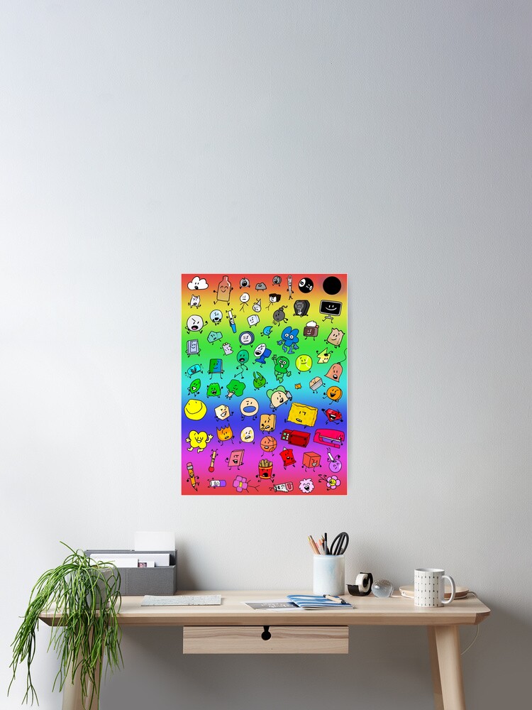"BFDI All Characters (Rainbow)" Poster for Sale by MsBonnie | Redbubble