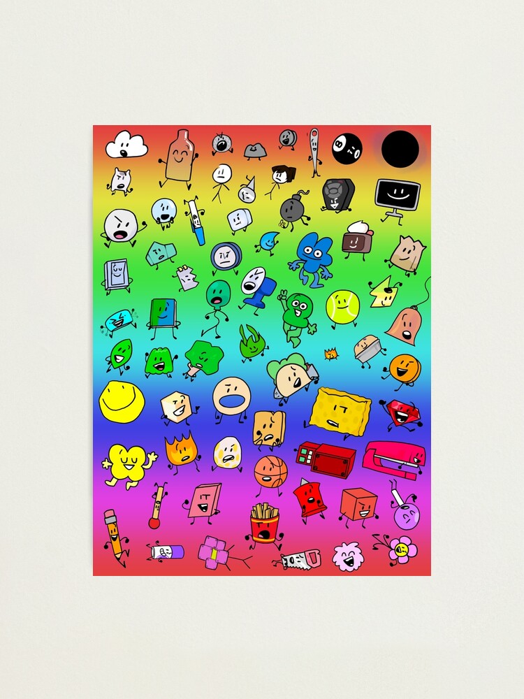 "BFDI All Characters (Rainbow)" Photographic Print for Sale by MsBonnie ...