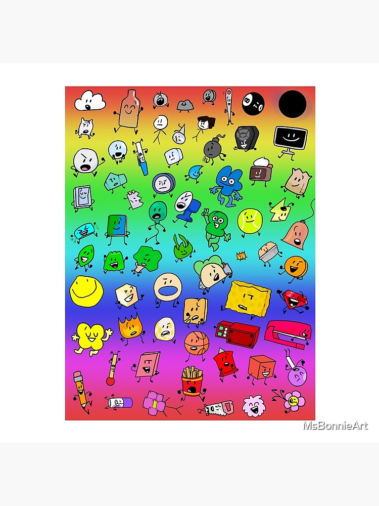 "BFDI All Characters (Rainbow)" Throw Pillow for Sale by MsBonnie ...