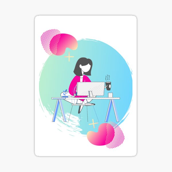 "woman at work" Sticker by MeTimeDz | Redbubble