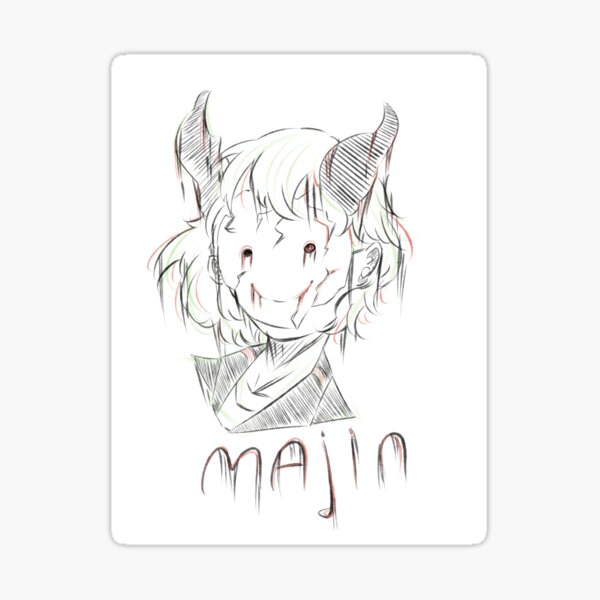 "Majin original character sketch" Sticker by yhomate | Redbubble