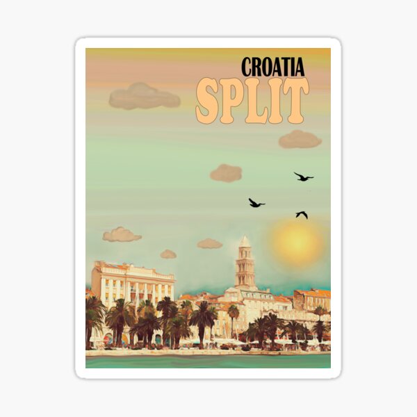 "SPLIT CROATIA RETRO VINTAGE" Sticker by Lorisar | Redbubble