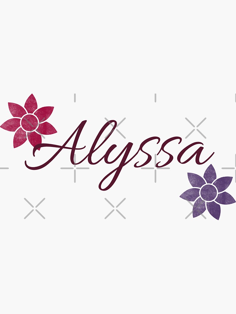 "Alyssa Floral Name Calligraphy Design" Sticker by SbMb2000 | Redbubble