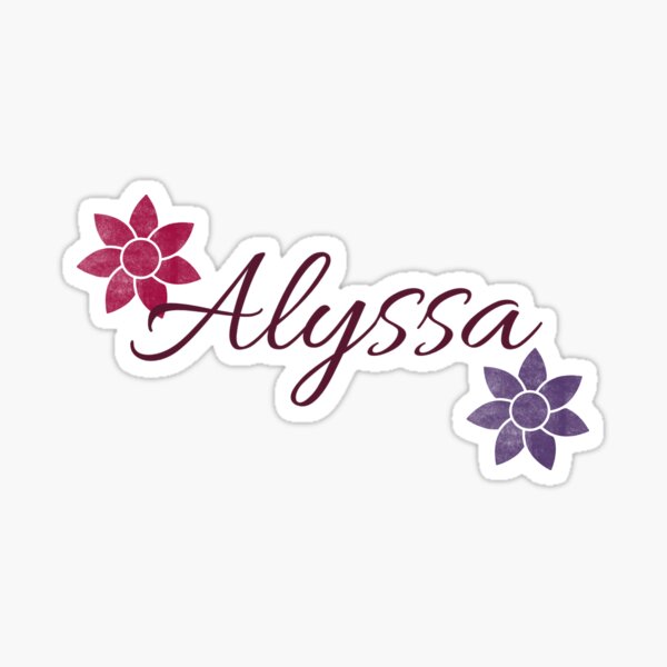 "Alyssa Floral Name Calligraphy Design" Sticker by SbMb2000 | Redbubble