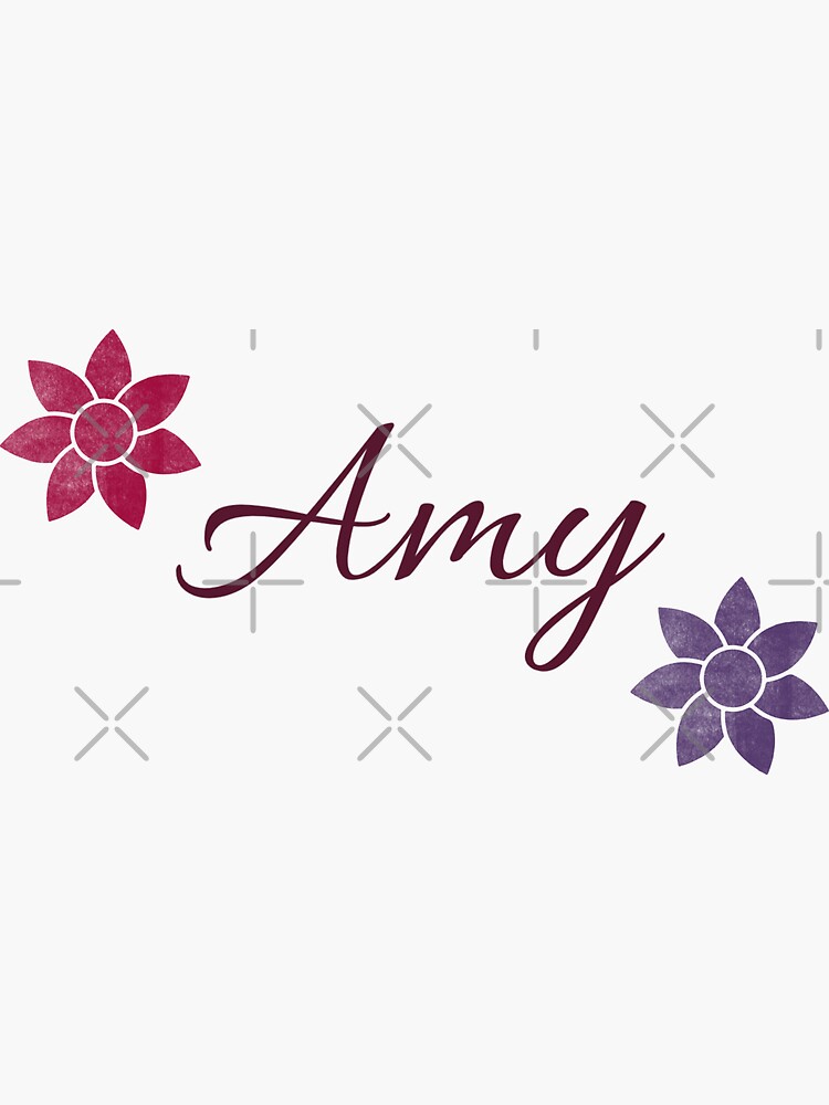 "Amy Floral Name Calligraphy Design Black Version" Sticker by SbMb2000 ...