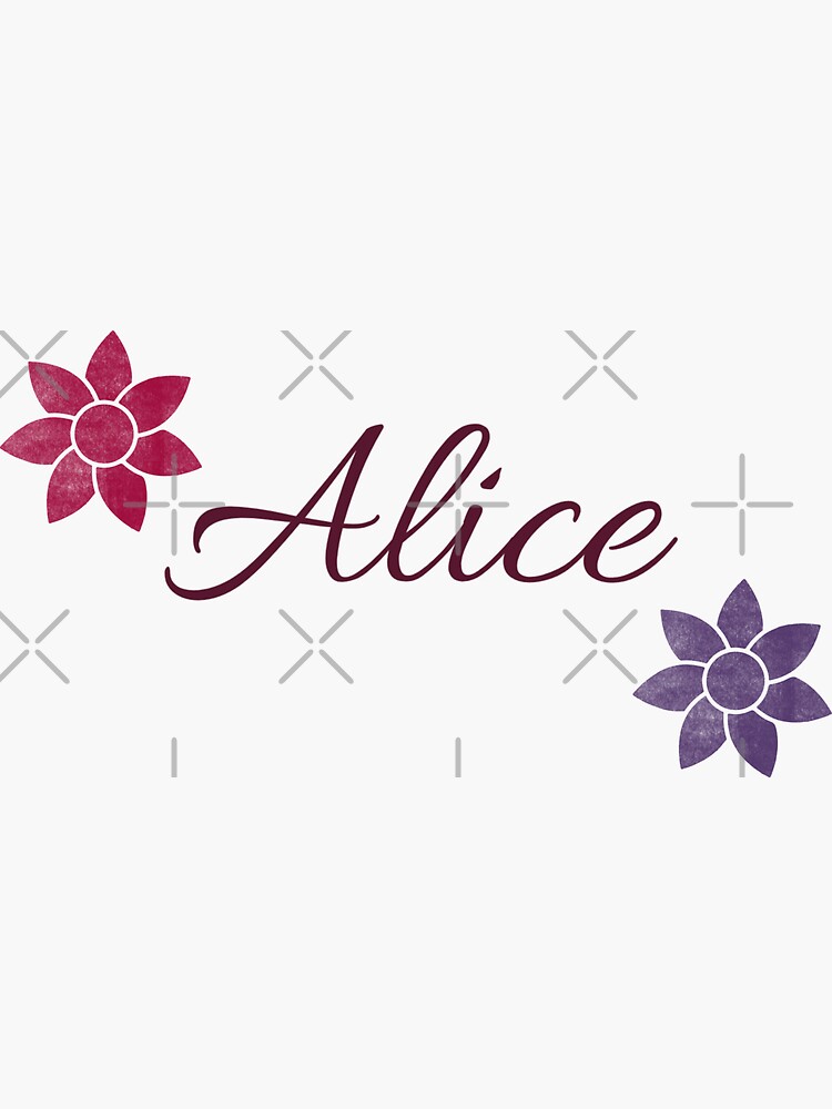 "Alice Floral Name Calligraphy Design Black Version" Sticker by ...