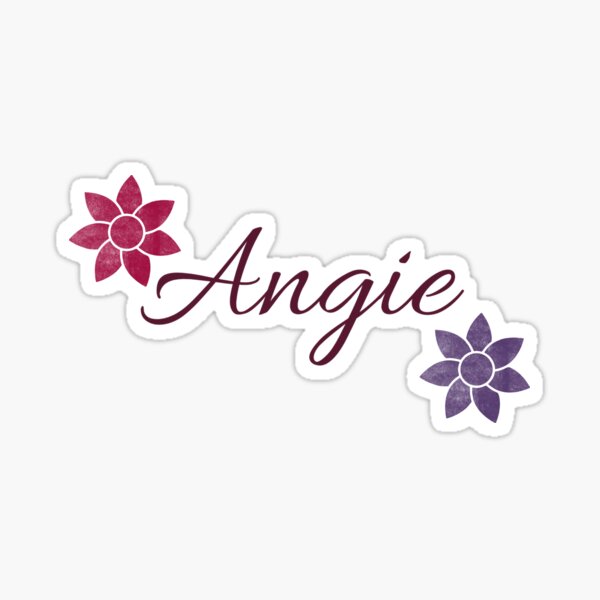 "Angie Floral Name Calligraphy Design Black Version" Sticker for Sale ...