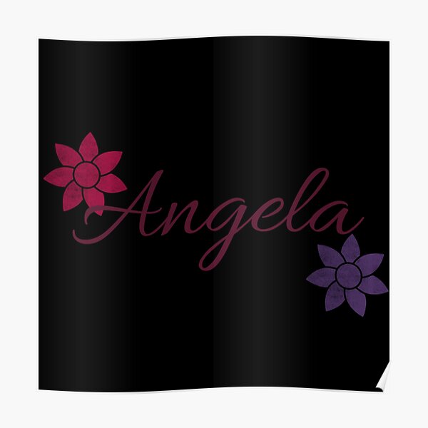 "Angela Floral Name Calligraphy Design Black Version" Poster for Sale ...