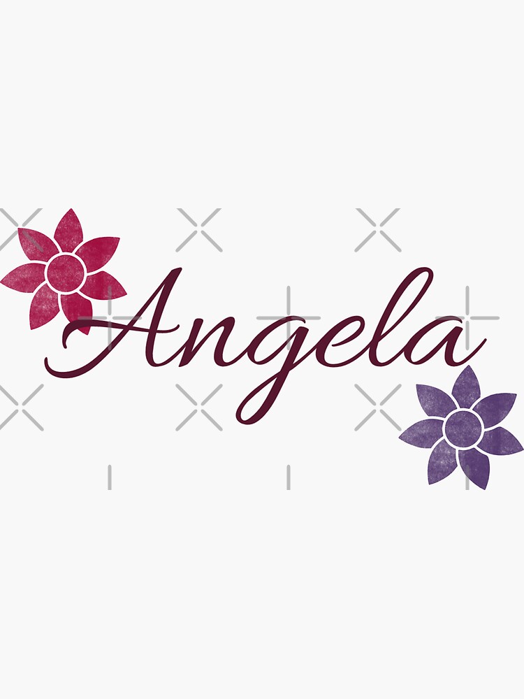 "Angela Floral Name Calligraphy Design Black Version" Sticker by ...