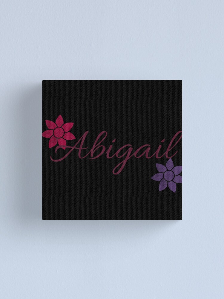 "Abigail Floral Name Calligraphy Design Black Version" Canvas Print for ...