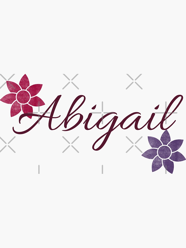 "Abigail Floral Name Calligraphy Design Black Version" Sticker by ...