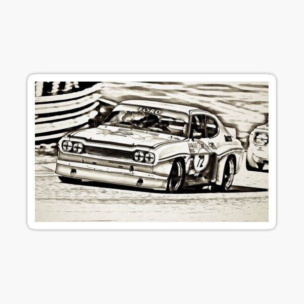 "Ford Capri Racing Art Print 3" Sticker by JeffReding | Redbubble