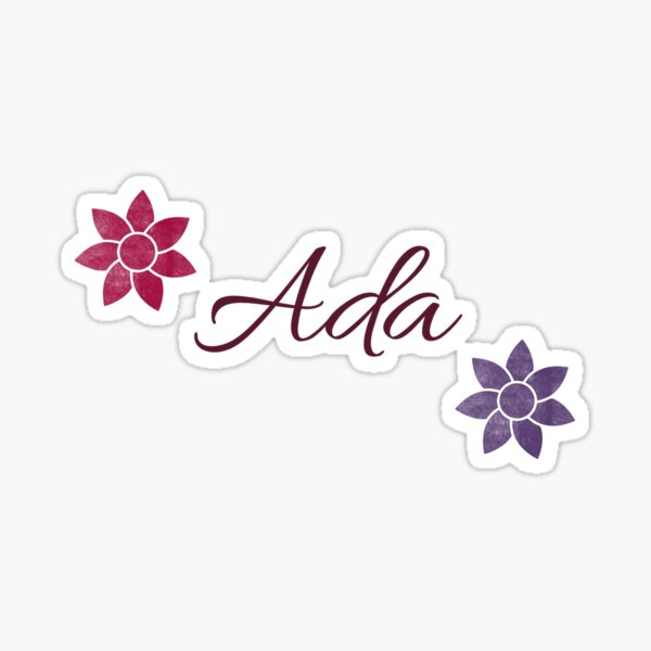 "Ada Floral Name Calligraphy Design Black Version" Sticker for Sale by ...