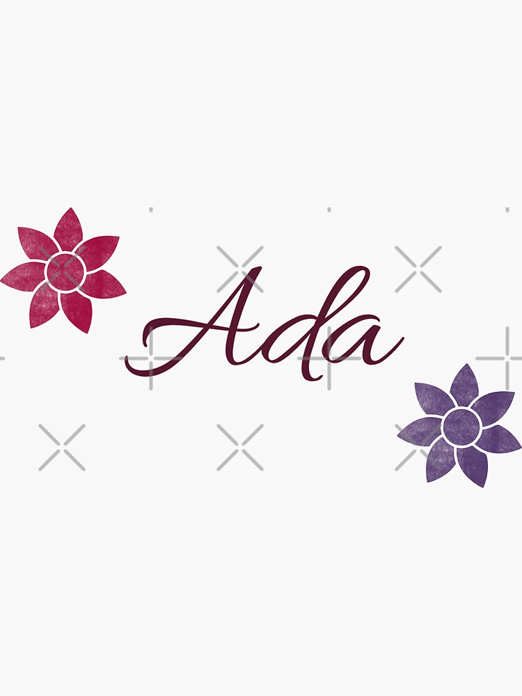 "Ada Floral Name Calligraphy Design" Sticker by SbMb2000 | Redbubble