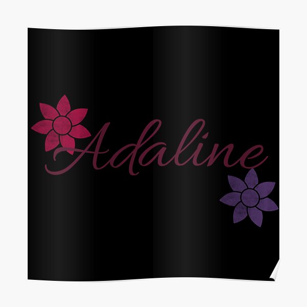 Póster «Adaline Nombre floral Diseño de caligrafía Versión en negro» de ...