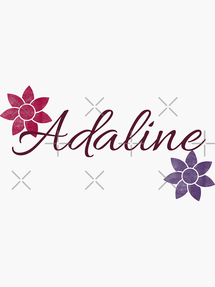 Pegatina «Adaline Nombre floral Diseño de caligrafía Versión en negro ...