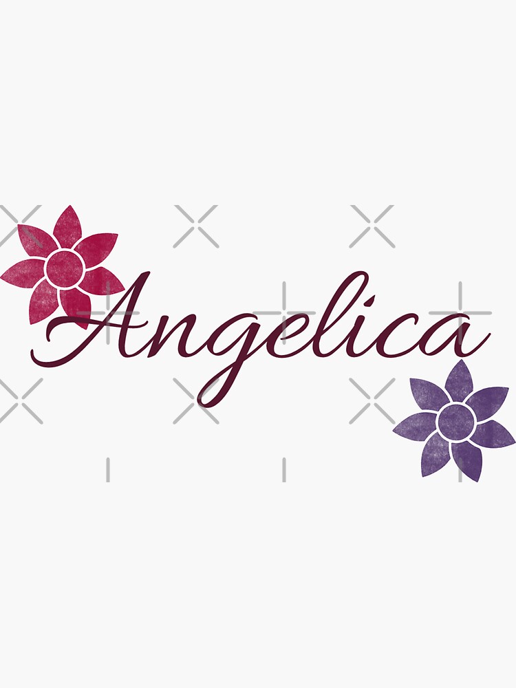 "Angelica Floral Name Calligraphy Design" Sticker for Sale by SbMb2000 ...