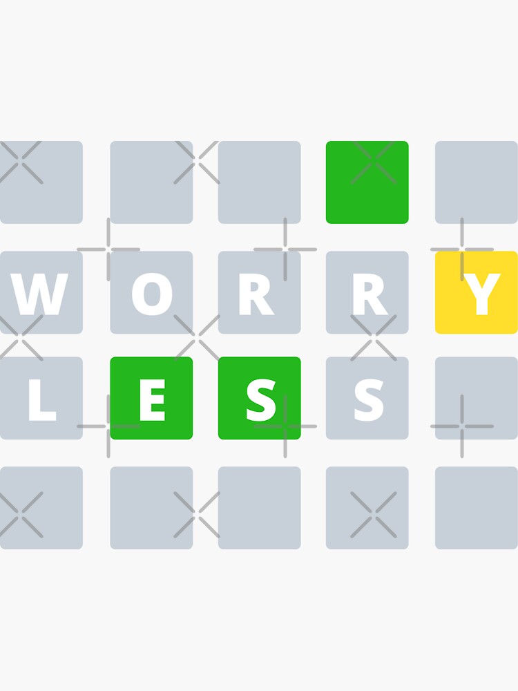 "Wordle, Worry Less" Sticker by ArtbyKabocha | Redbubble
