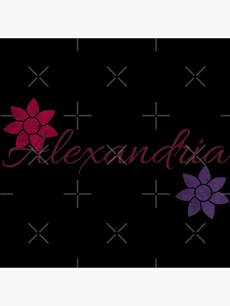 "Alexandria Floral Name Calligraphy Design Black Version" Art Print for ...