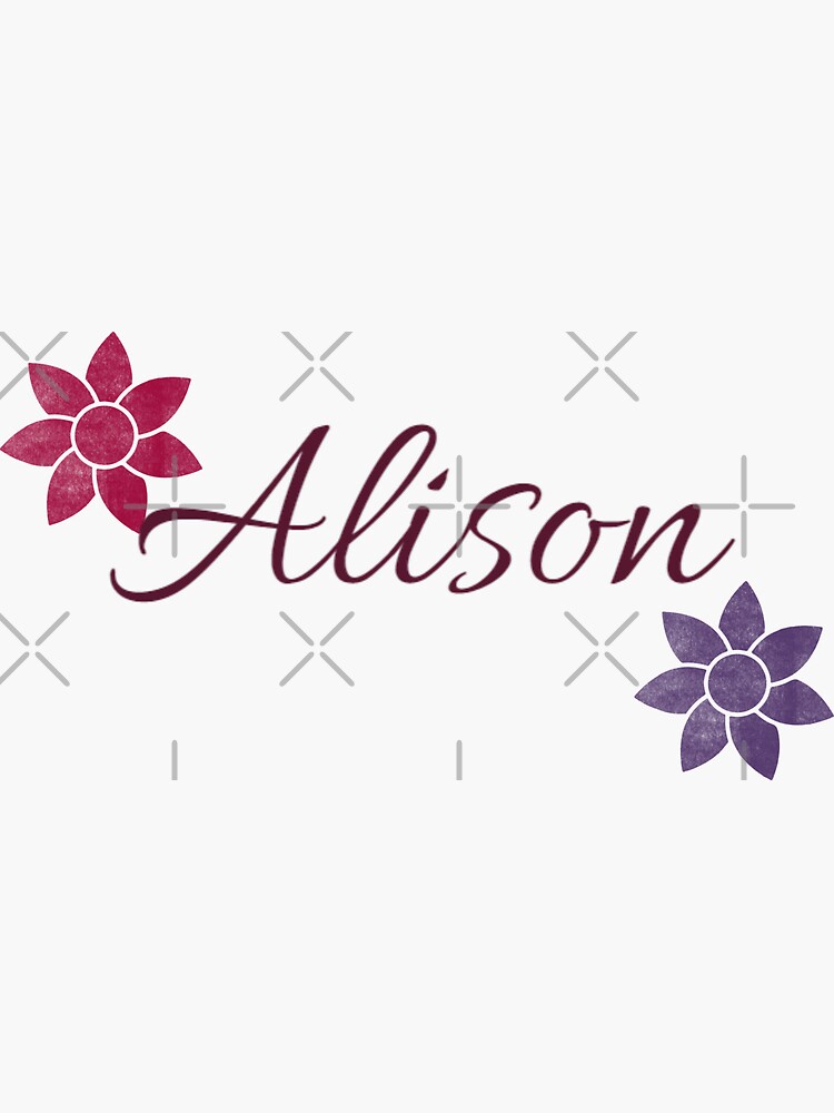 Pegatina «Alison Floral Nombre Caligrafía Diseño Versión en negro» de ...