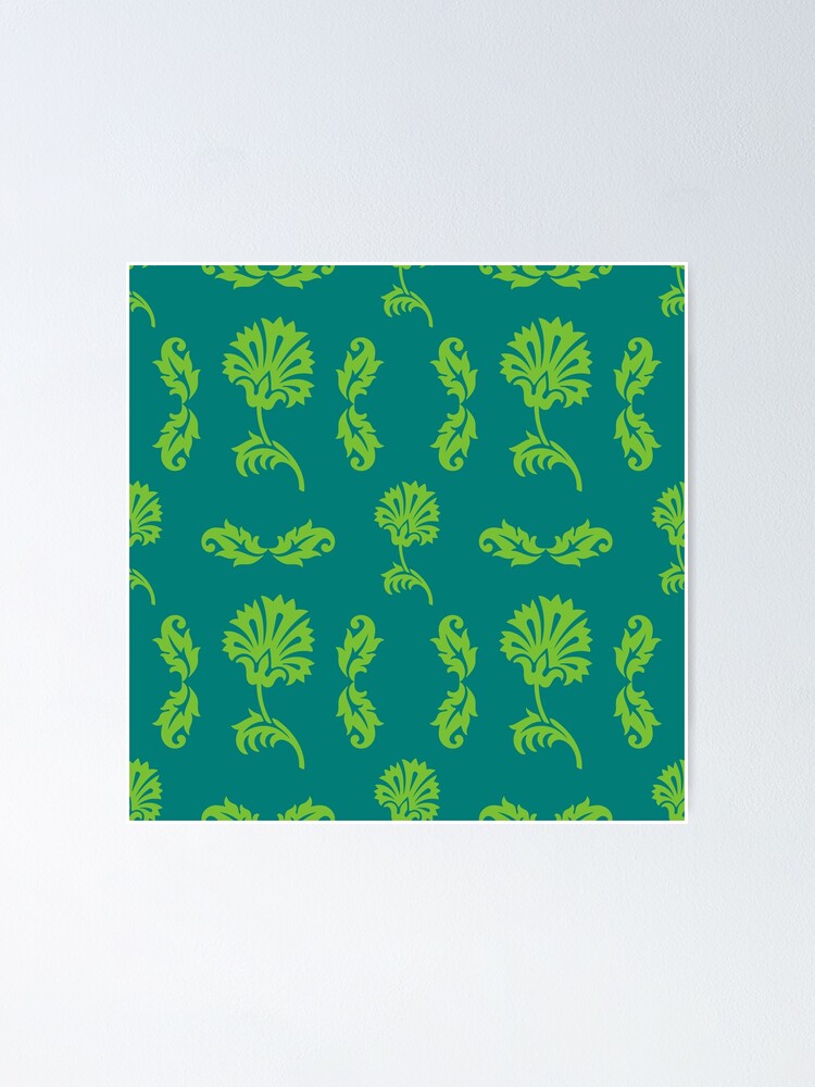 "Stylized Medieval Floral Pattern (Green Version)" Poster for Sale by ...