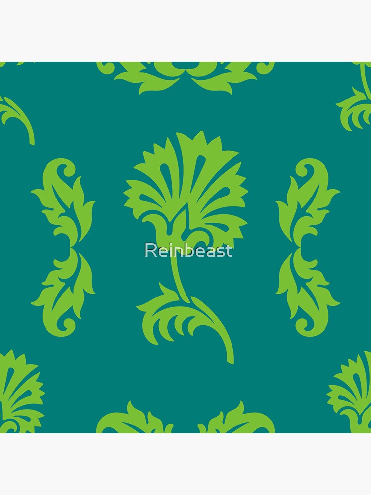 "Stylized Medieval Floral Pattern (Green Version)" Sticker by Reinbeast ...