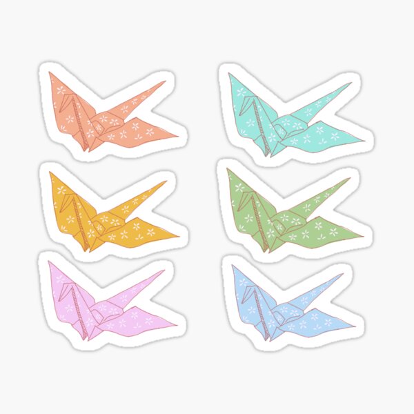 "Multicolour Origami Cranes" Sticker by bluehyus | Redbubble