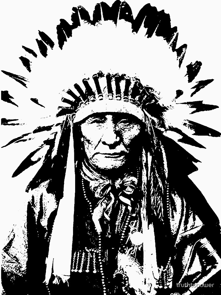 "CHIEF IN WAR BONNET" T-shirt by truthtopower | Redbubble | feathered ...