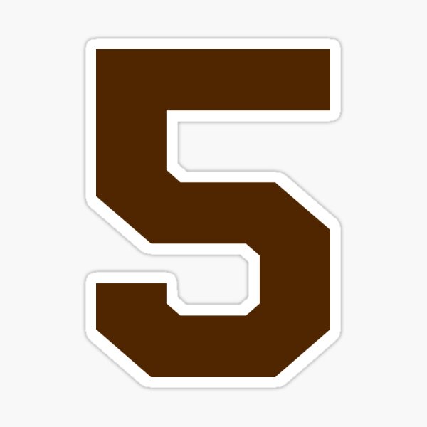 "Number 5, Brown five, Sports number 5" Sticker for Sale by ...
