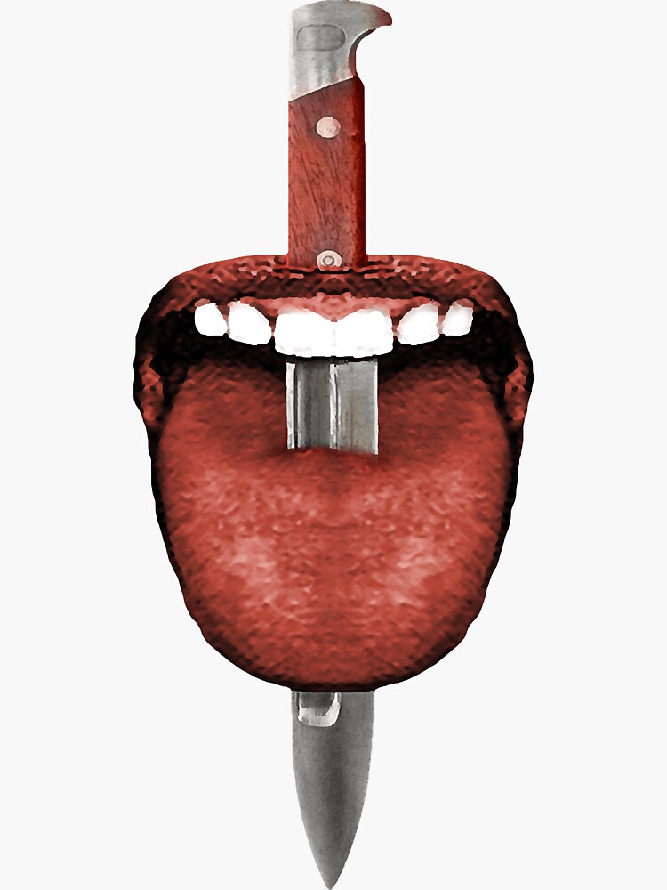 Pegatina «Lengua cortada por un cuchillo de cocina Photo Collage» de ...