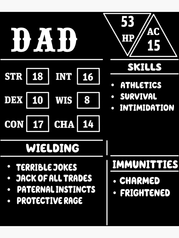 "Dad Character Sheet Dungeons and Dragons DND Dungeons and Dragons ...