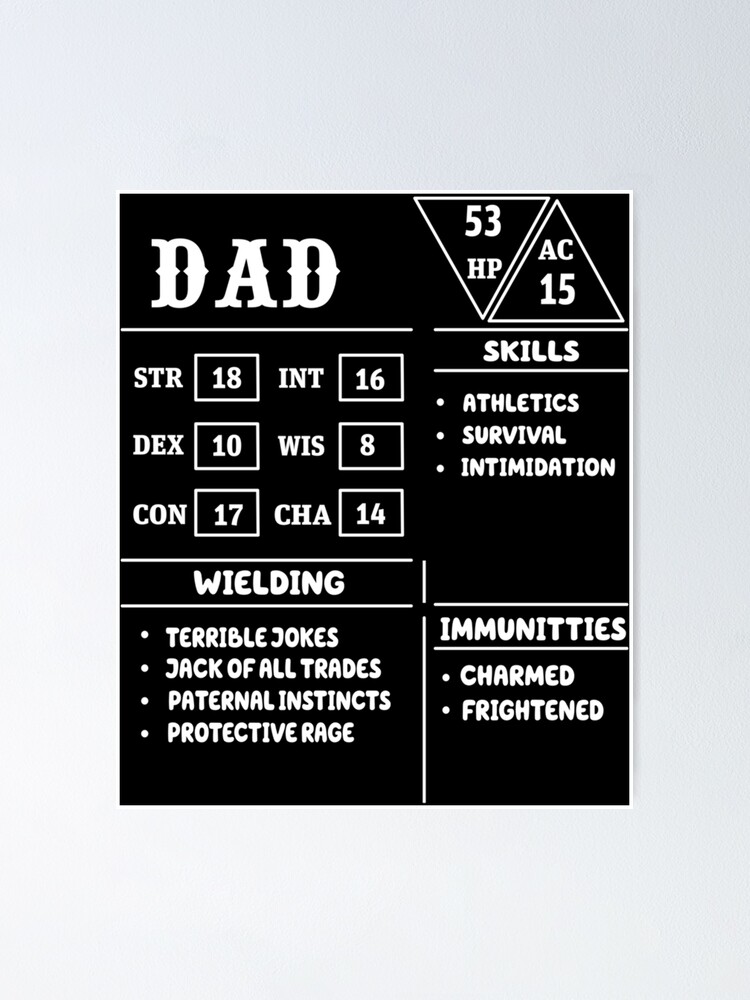 "Dad Character Sheet Dungeons and Dragons DND Dungeons and Dragons ...
