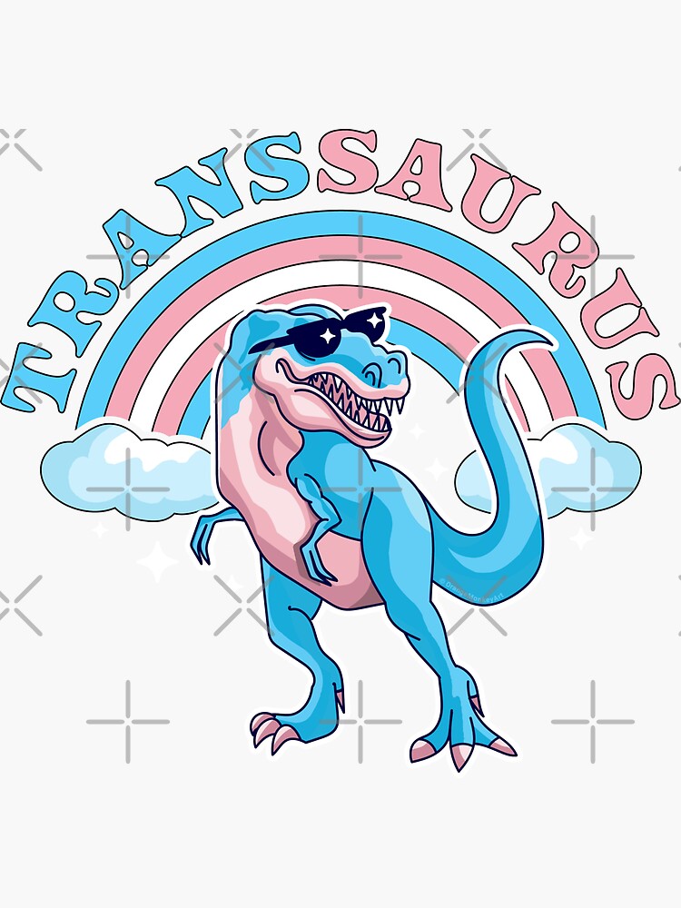 Transgender Dinosaur Transsaurus Trans Pride LGBT Pride Flag Sticker ...