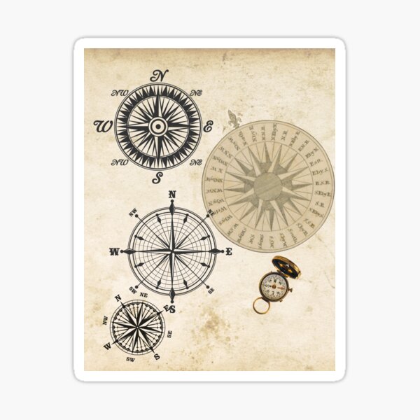 "Vintage Compass" Sticker by adamajd | Redbubble
