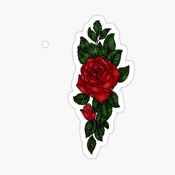 "Coloured Rose - tattoo style" Sticker by designsbykess | Redbubble