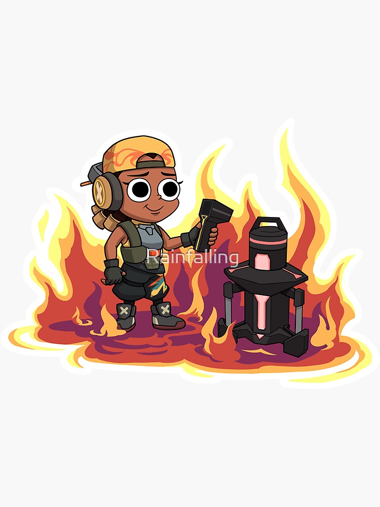 "This is also fine Raze spray" Sticker by Rainfalling | Redbubble