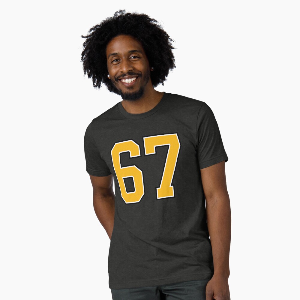 "Yellow Number 67 lucky sports jersey sixty seven" Sticker for Sale by ...