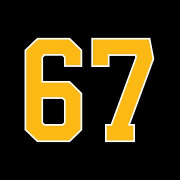 "Yellow Number 67 lucky sports jersey sixty seven" Sticker for Sale by ...
