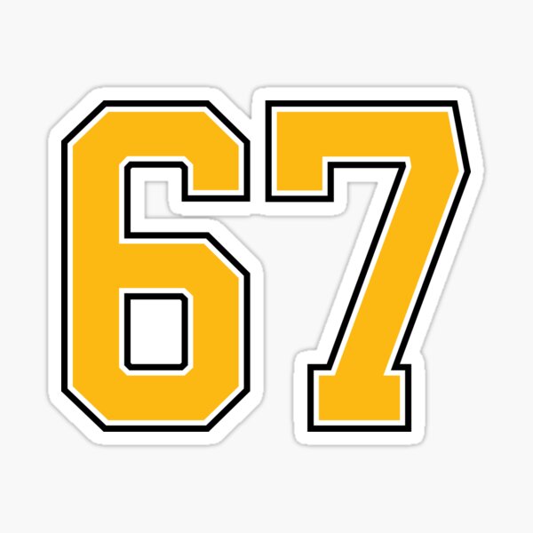 "Yellow Number 67 lucky sports jersey sixty seven" Sticker for Sale by ...