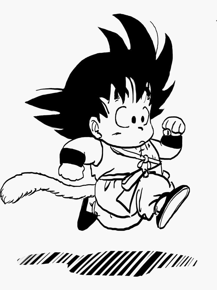 "Kid Goku on the Run Sticker" Sticker for Sale by margield | Redbubble